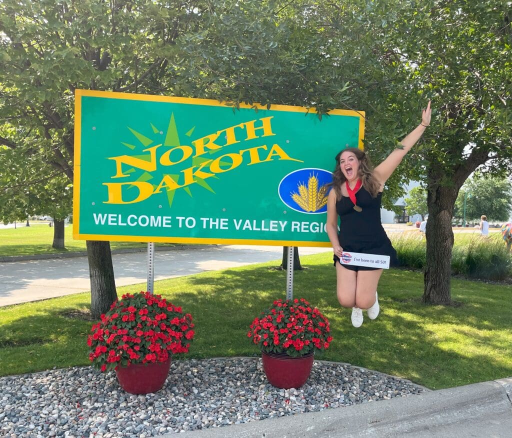 Leah Rovey State #50 North Dakota at age 18 - All Fifty Club